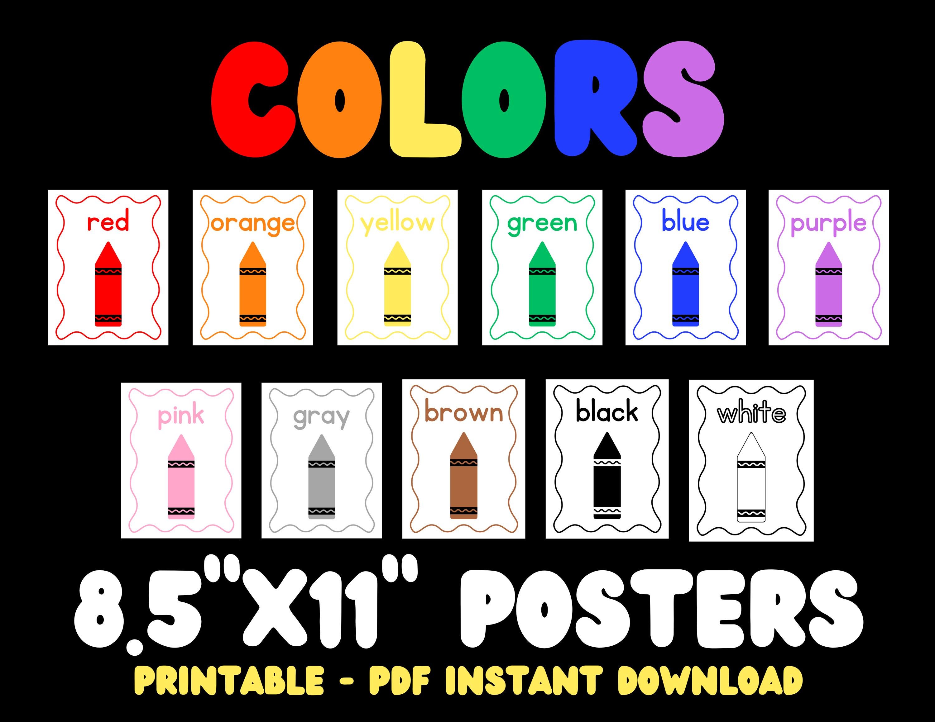 Printable Crayon Color Posters | 11 Colors Classroom Decor | Preschool ...