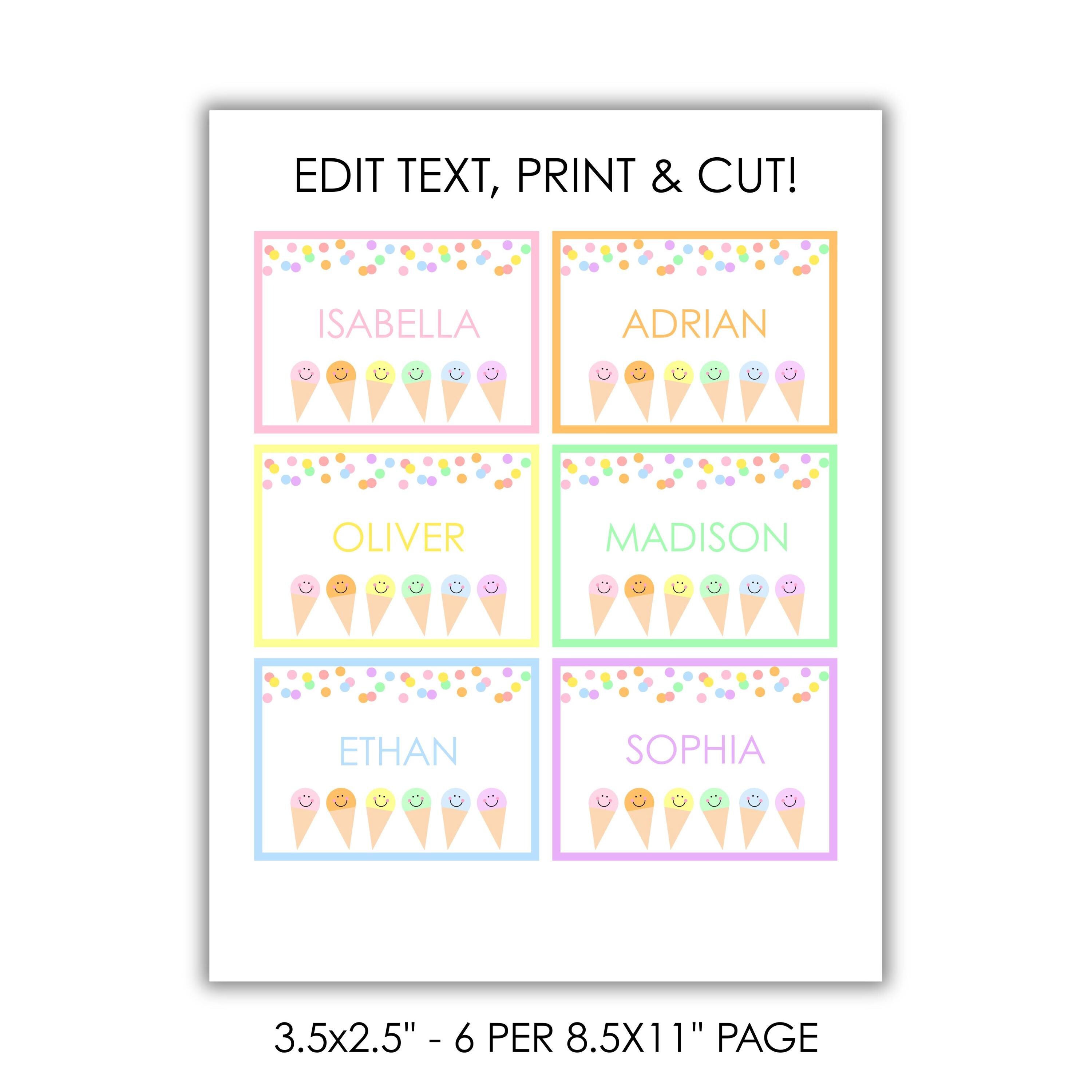 Editable Ice Cream Name Tags – Summer Classroom Labels, Party Tags, or ...