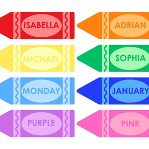 Editable Crayon Labels | Classroom Name Tags, Kids Organization, Back ...