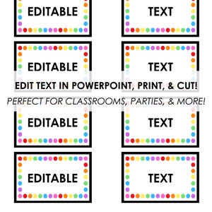 Rainbow Dot Printable Name Tags | Editable | Bright + Pastel ...