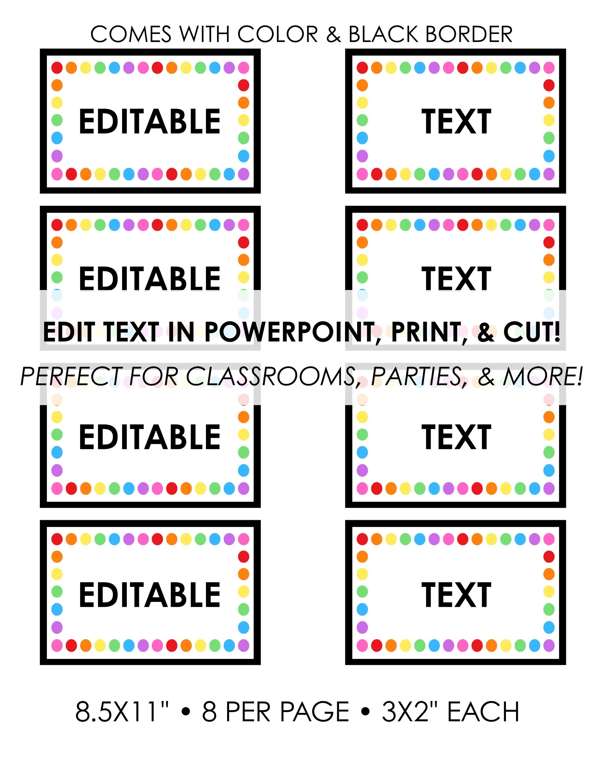 Rainbow Dot Printable Name Tags | Editable | Bright + Pastel ...