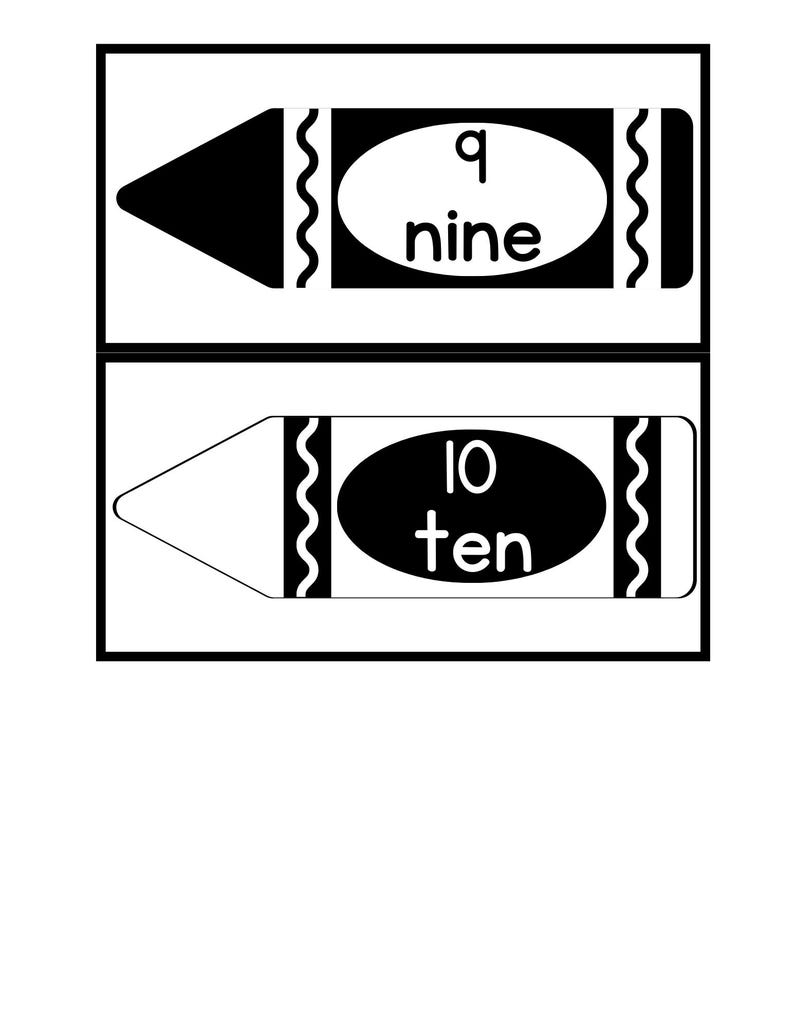 Printable Crayon-themed Numbers & Number Words Cards 1-10 Early ...