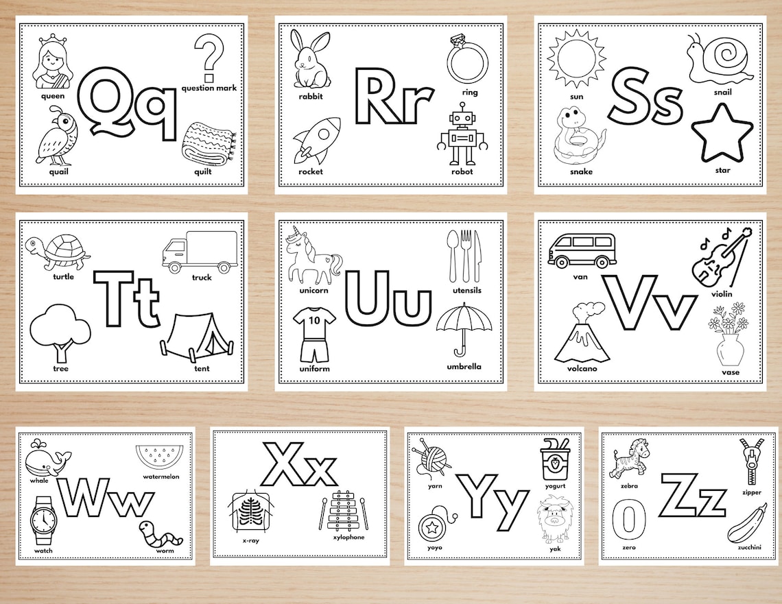 Alphabet A-Z Printable Coloring Pages for Toddlers and Kids, Fun and ...