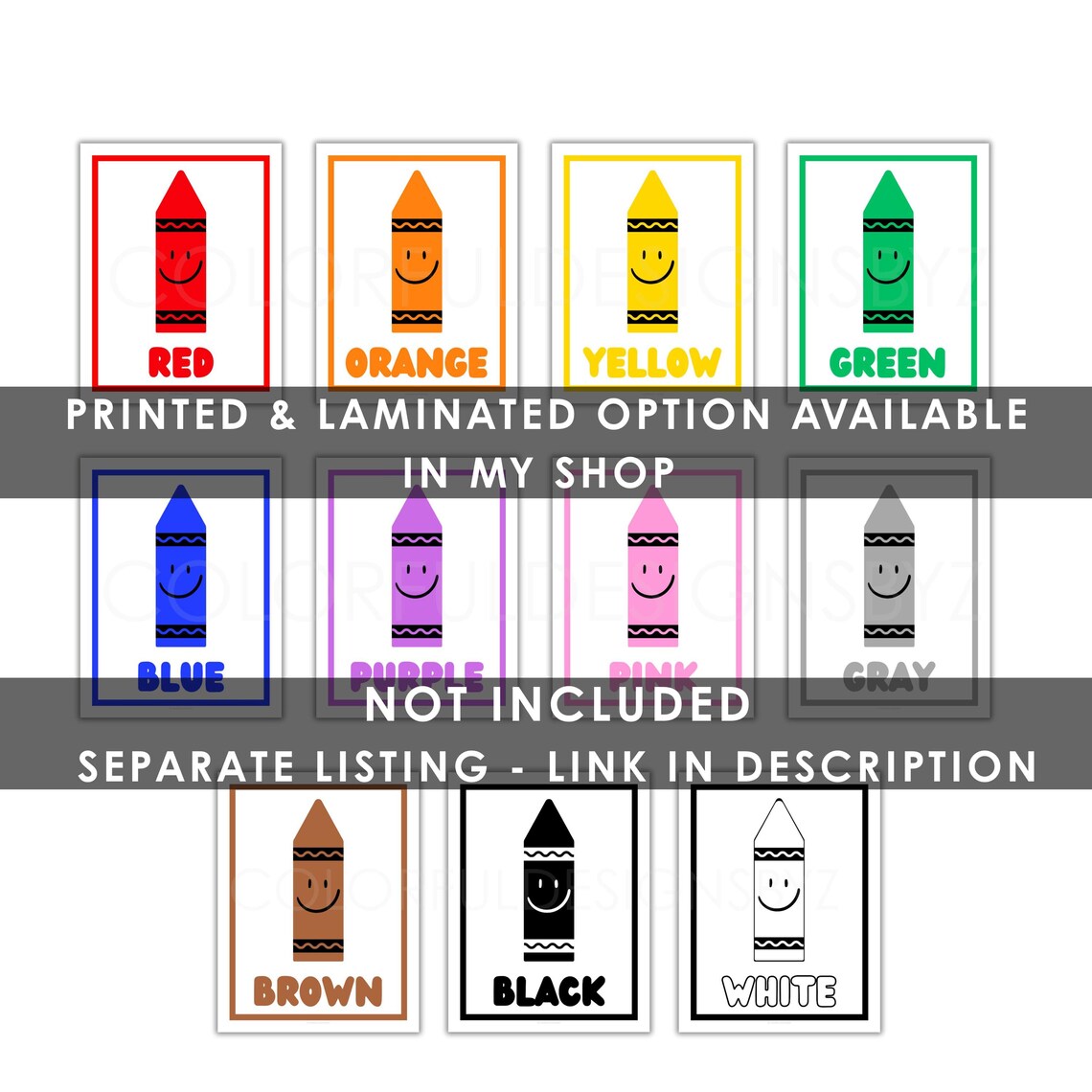Crayon Color Posters & Flashcards | Printable Preschool Classroom Decor ...
