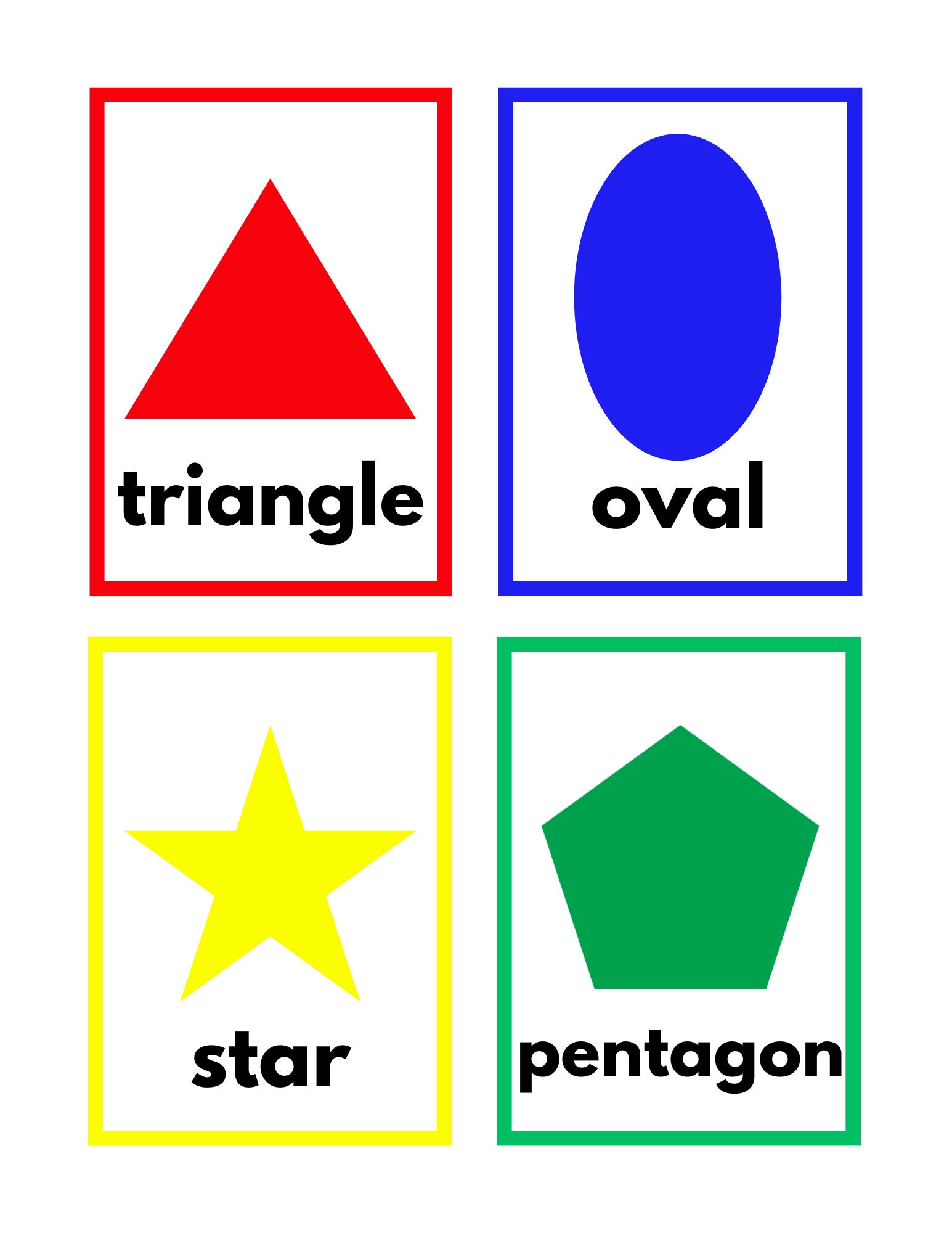 Shapes Flashcards Printable for Toddlers, Preschoolers Early Learning ...