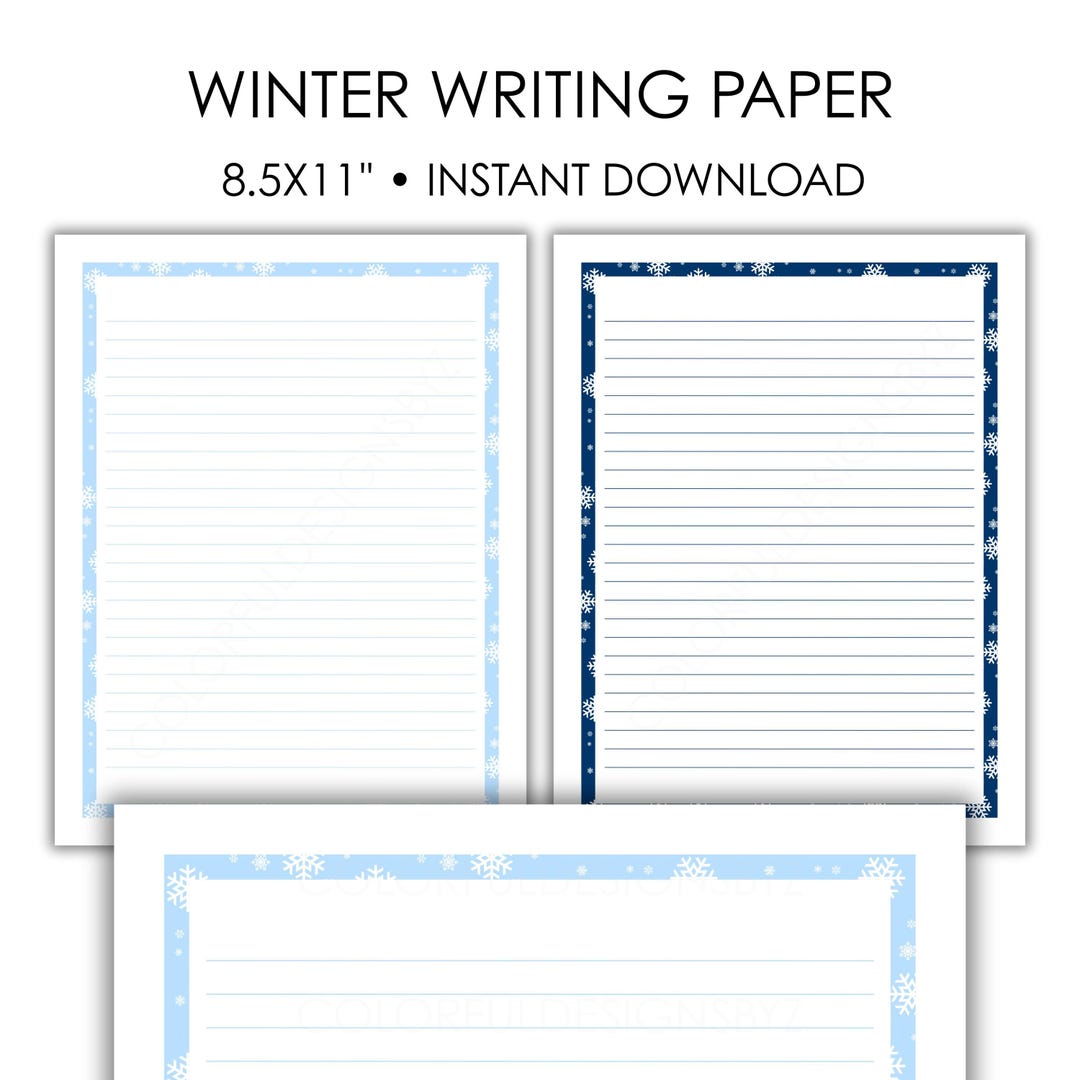 Winter Writing Paper Printable PDF | Lined & Blank Stationery - Etsy