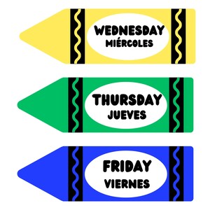 Days and Months English and Spanish Printable | Crayon-themed Classroom ...