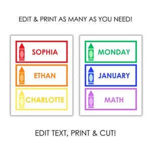 Editable Crayon Name Tags | Back to School Labels | Editable Classroom ...