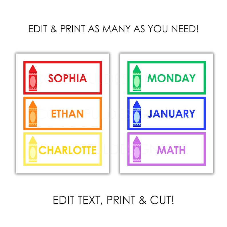 Editable Crayon Name Tags | Back to School Labels | Editable Classroom ...
