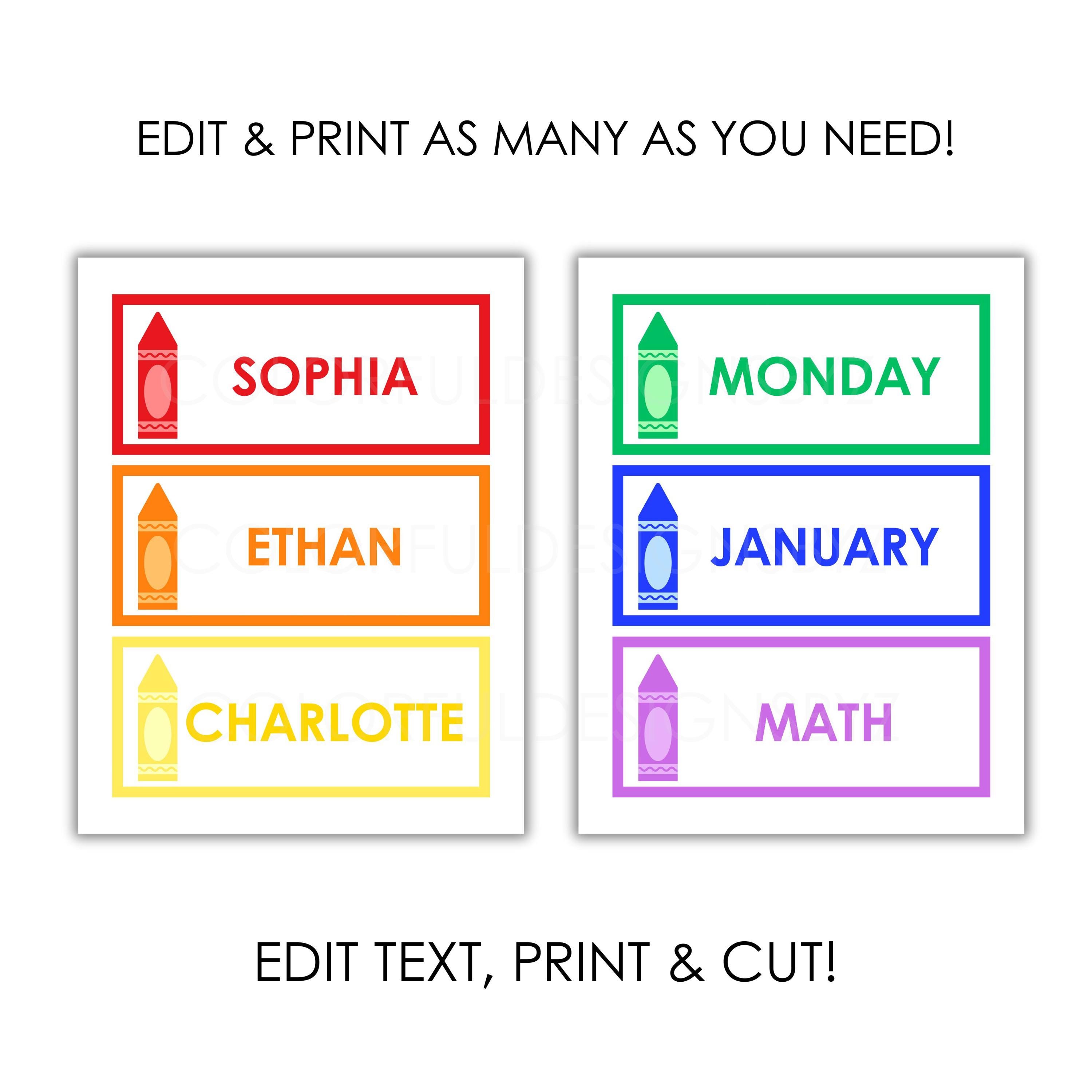 Editable Crayon Name Tags | Back to School Labels | Editable Classroom ...