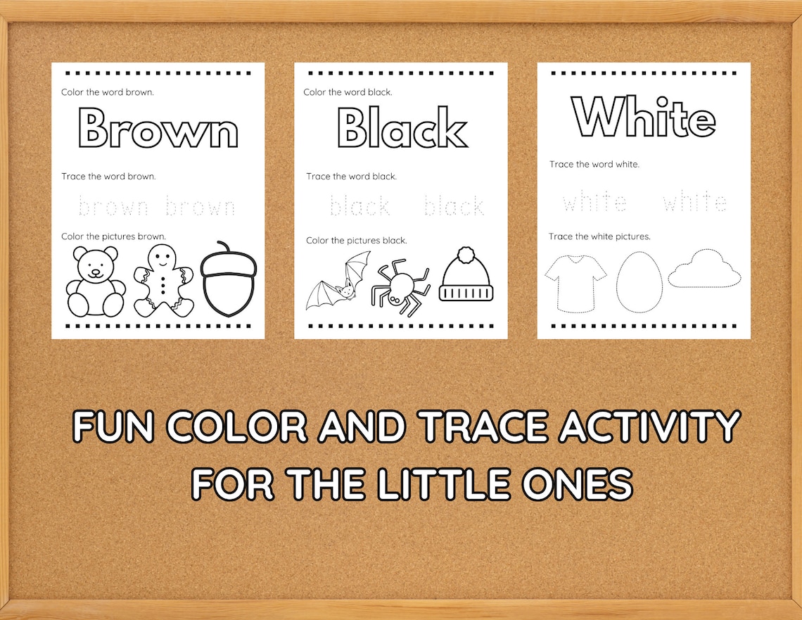 Printable Color Words Trace and Color Worksheet, Digital Download, 11 ...