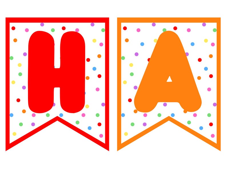 Happy Birthday Banner Printable - Polka Dot Rainbow Party Decoration ...