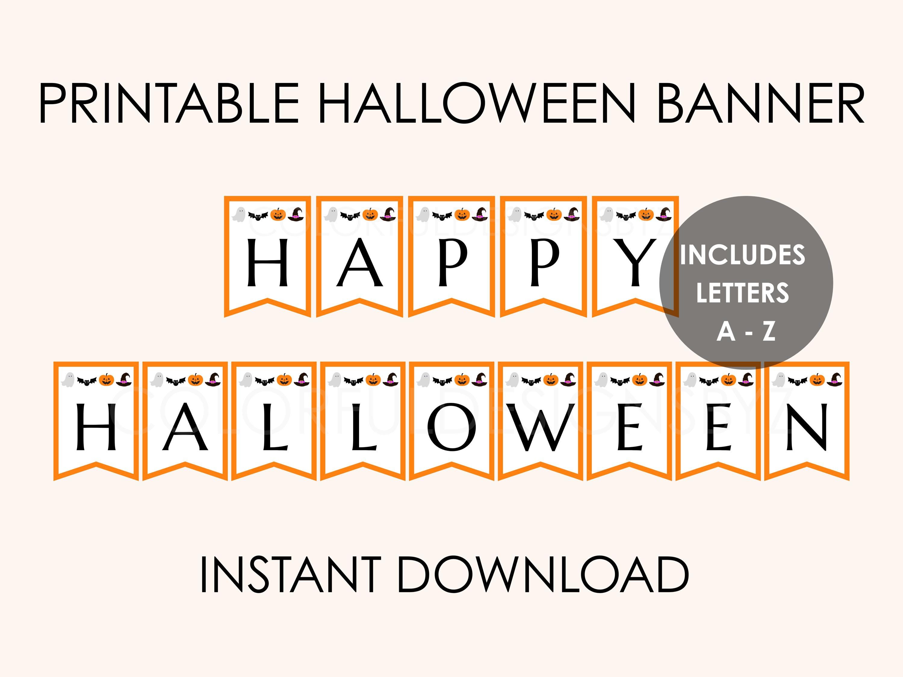 Happy Halloween Banner Printable | 5x7 Party Flags | Swallowtail Banner ...