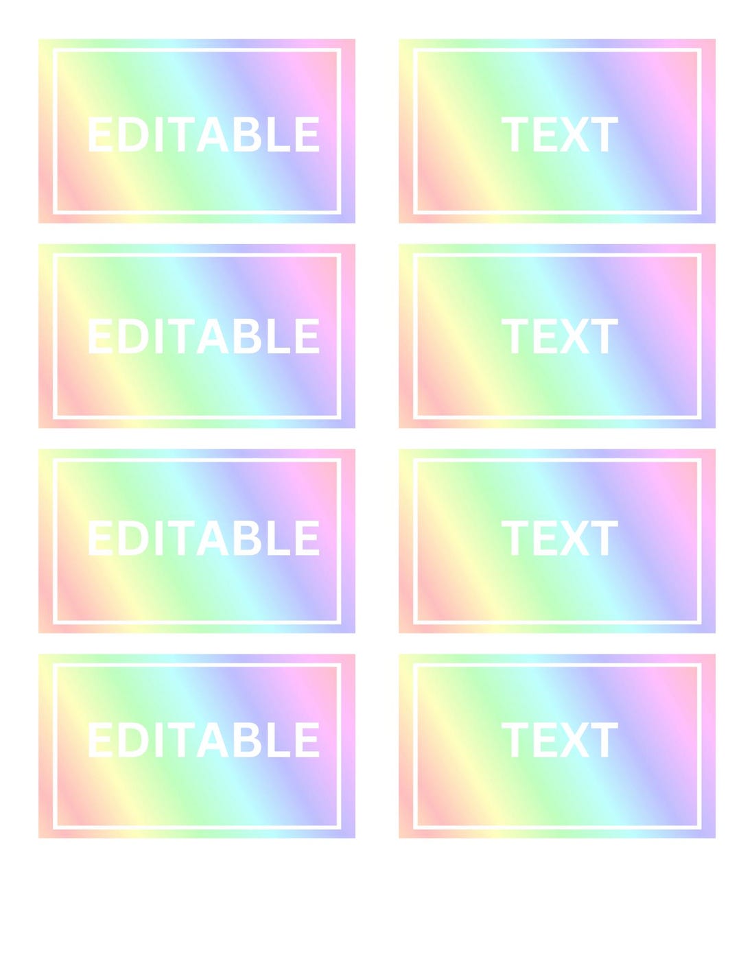Editable Gradient Rainbow Name Tags Printable Customizable Labels ...