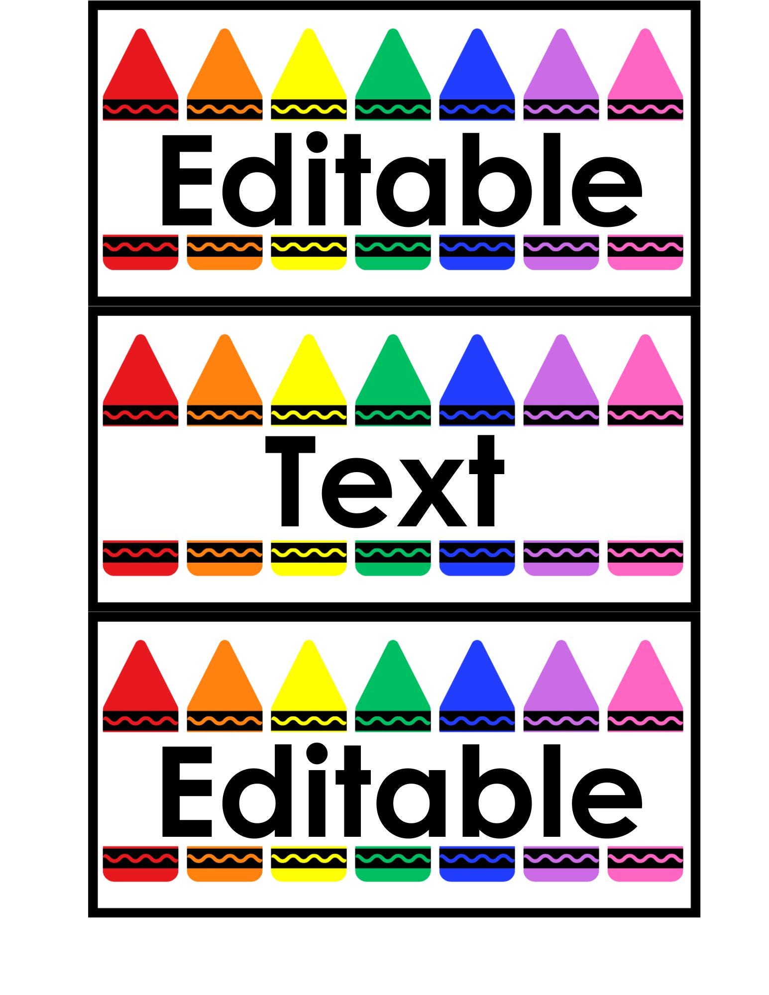 Editable Crayon Name Tags - Printable Classroom Desk Plates, Cubby Tags ...