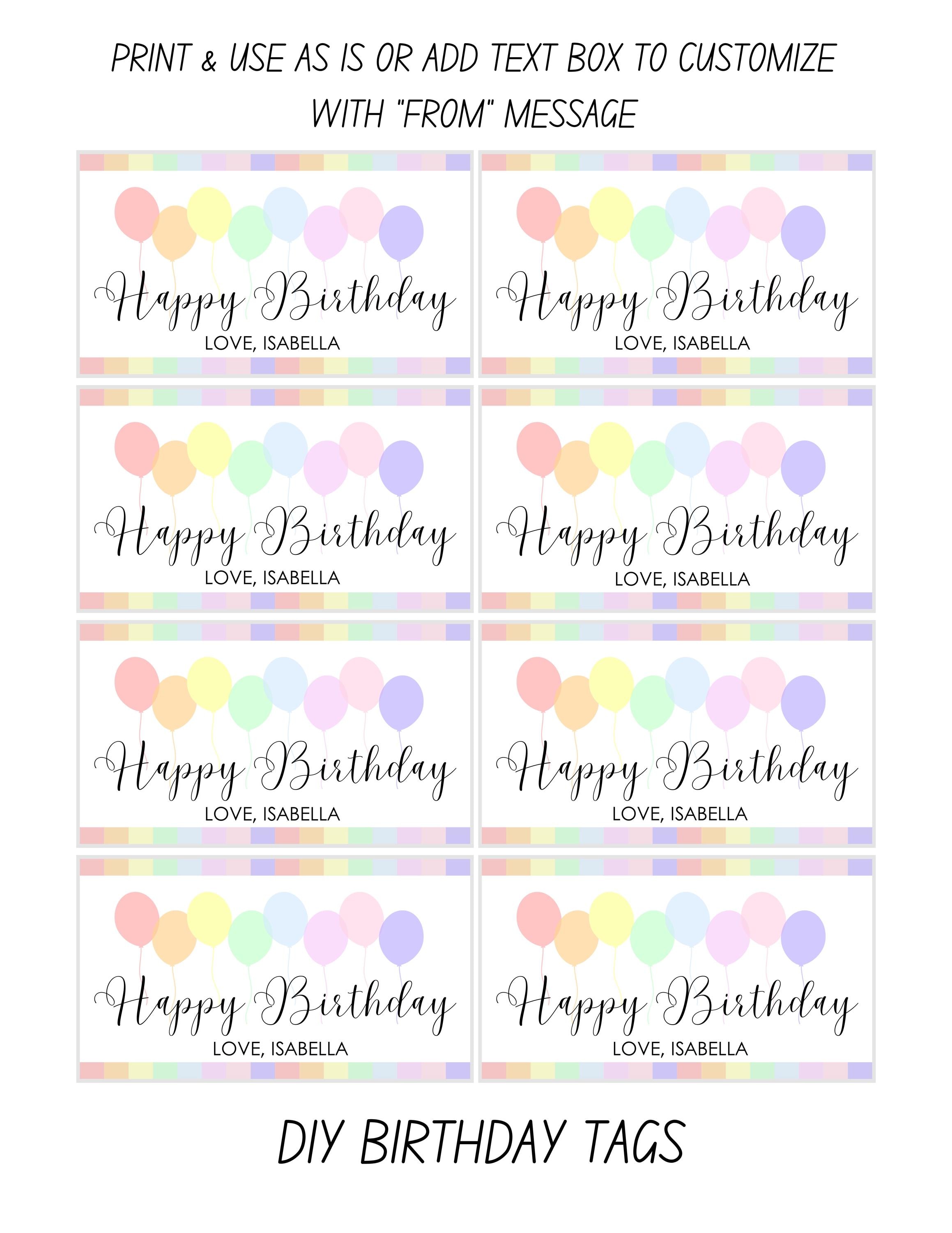 Happy Birthday Printable Gift Tags – Instant Download - Etsy