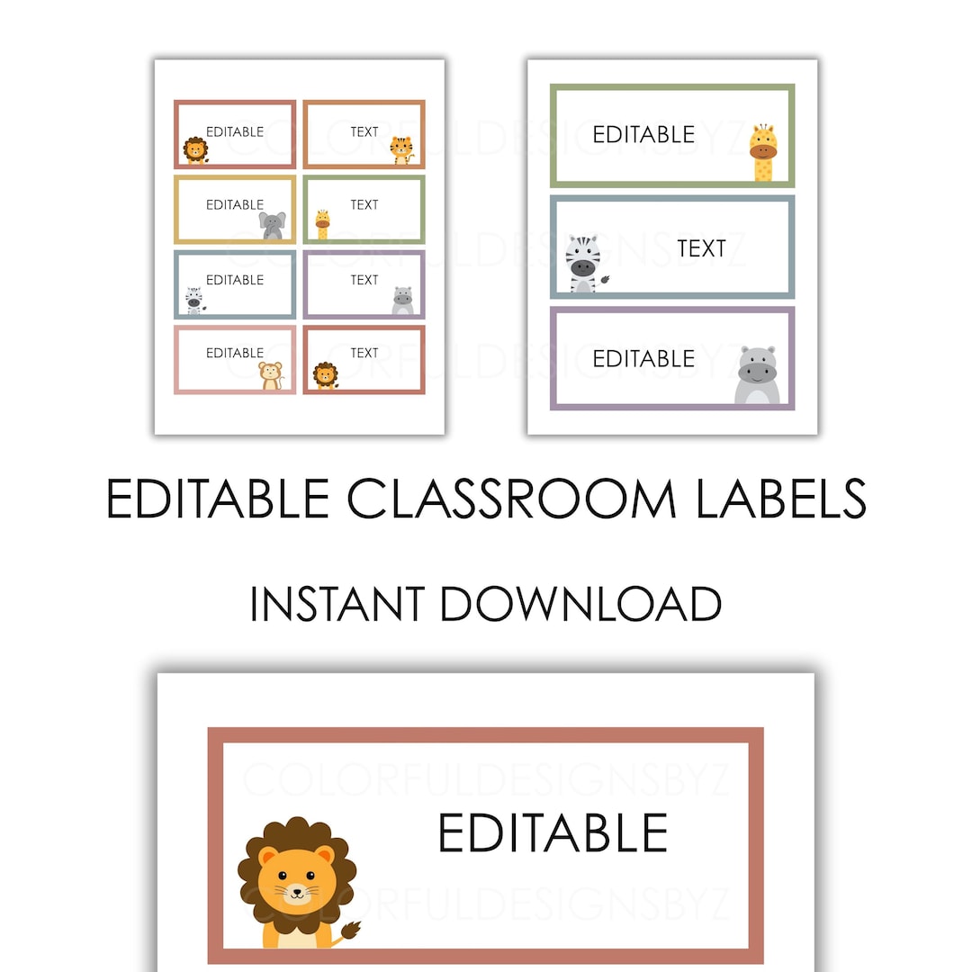 Editable Jungle Safari Animal Classroom Labels | 3 Sizes | Powerpoint ...