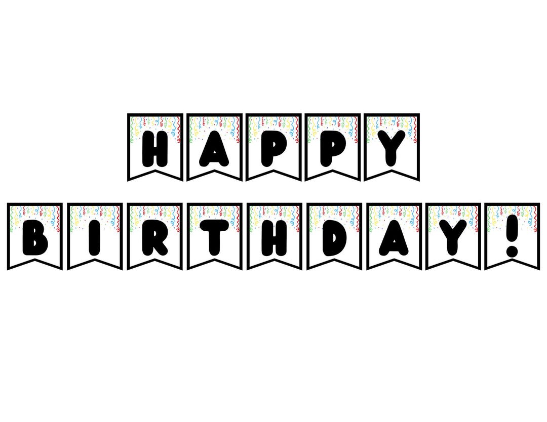 Printable "happy Birthday" Banner | DIY Confetti Birthday Banner | Easy ...