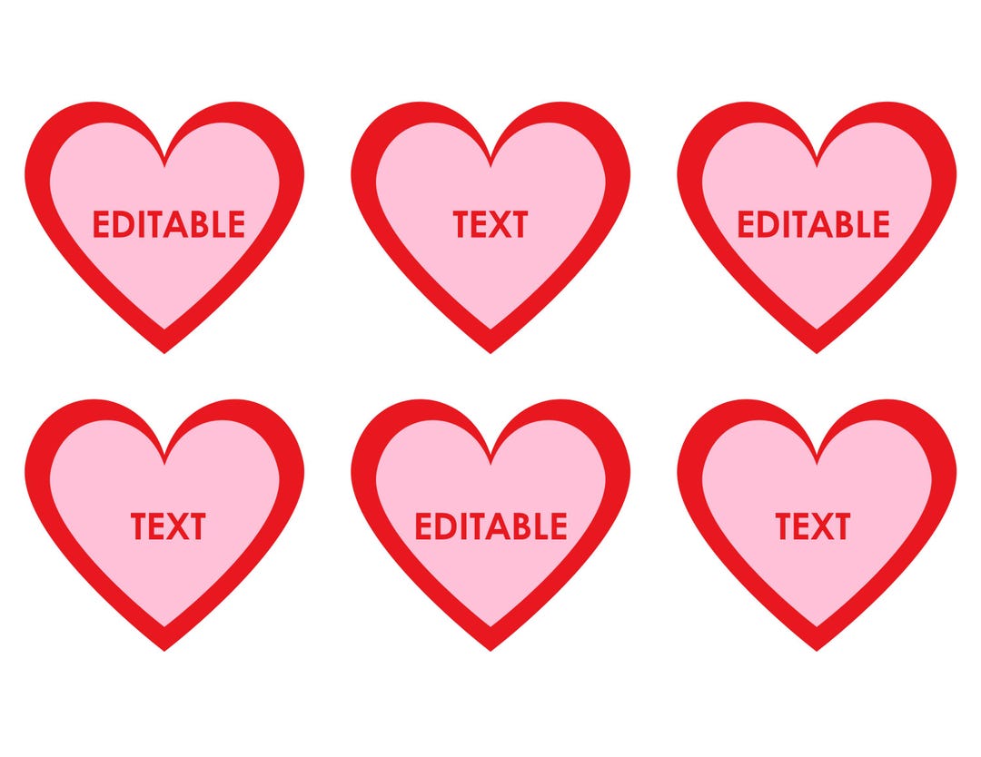 Editable Valentines Day Heart Tags DIY Printable Heart Labels Red ...