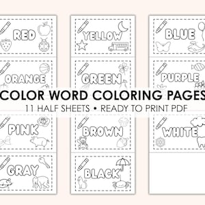 Coloring Pages Printable | 11 Colors Half Sheets | Learning Colors and ...
