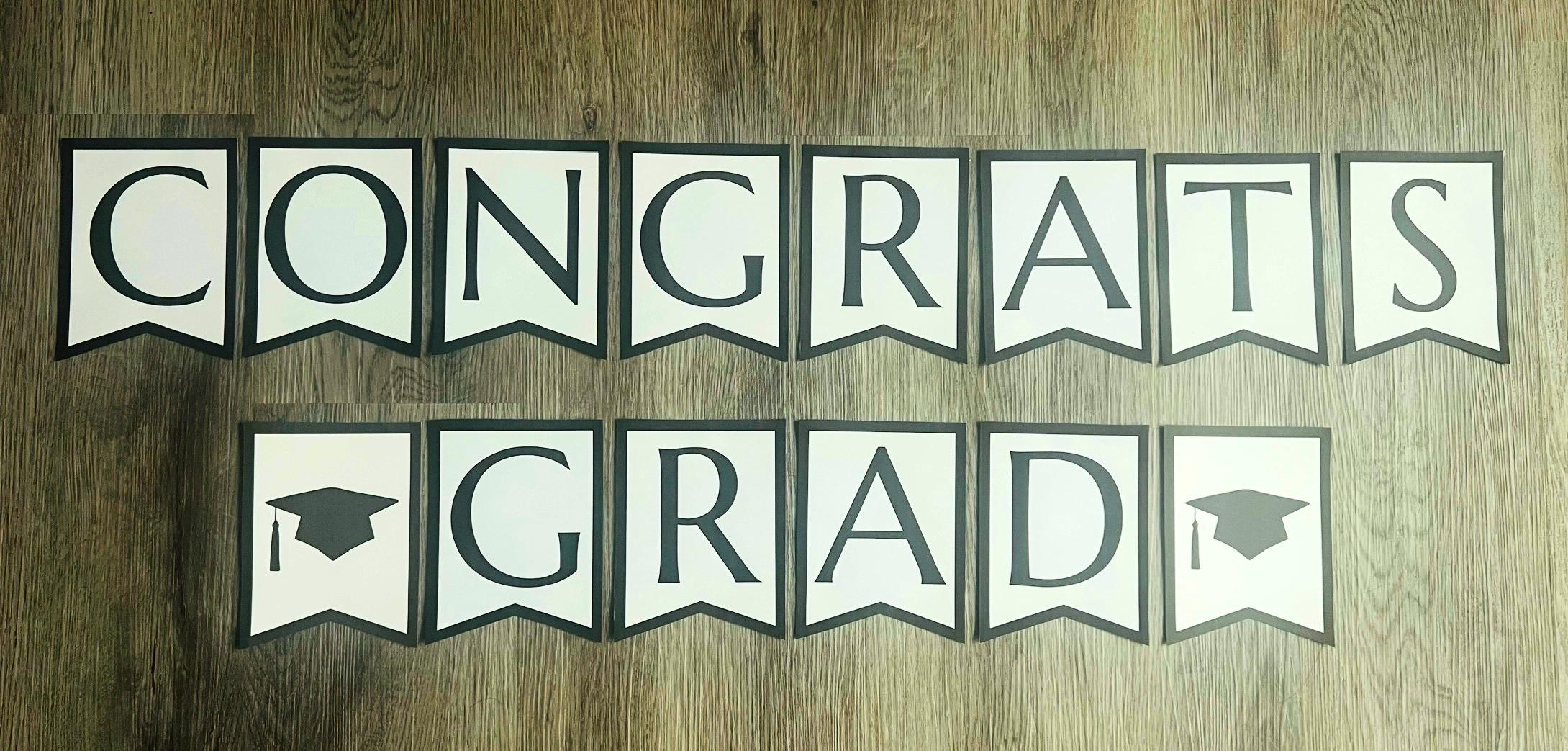 Printable Graduation Banner | Congrats Grad Banner PDF | Black and ...