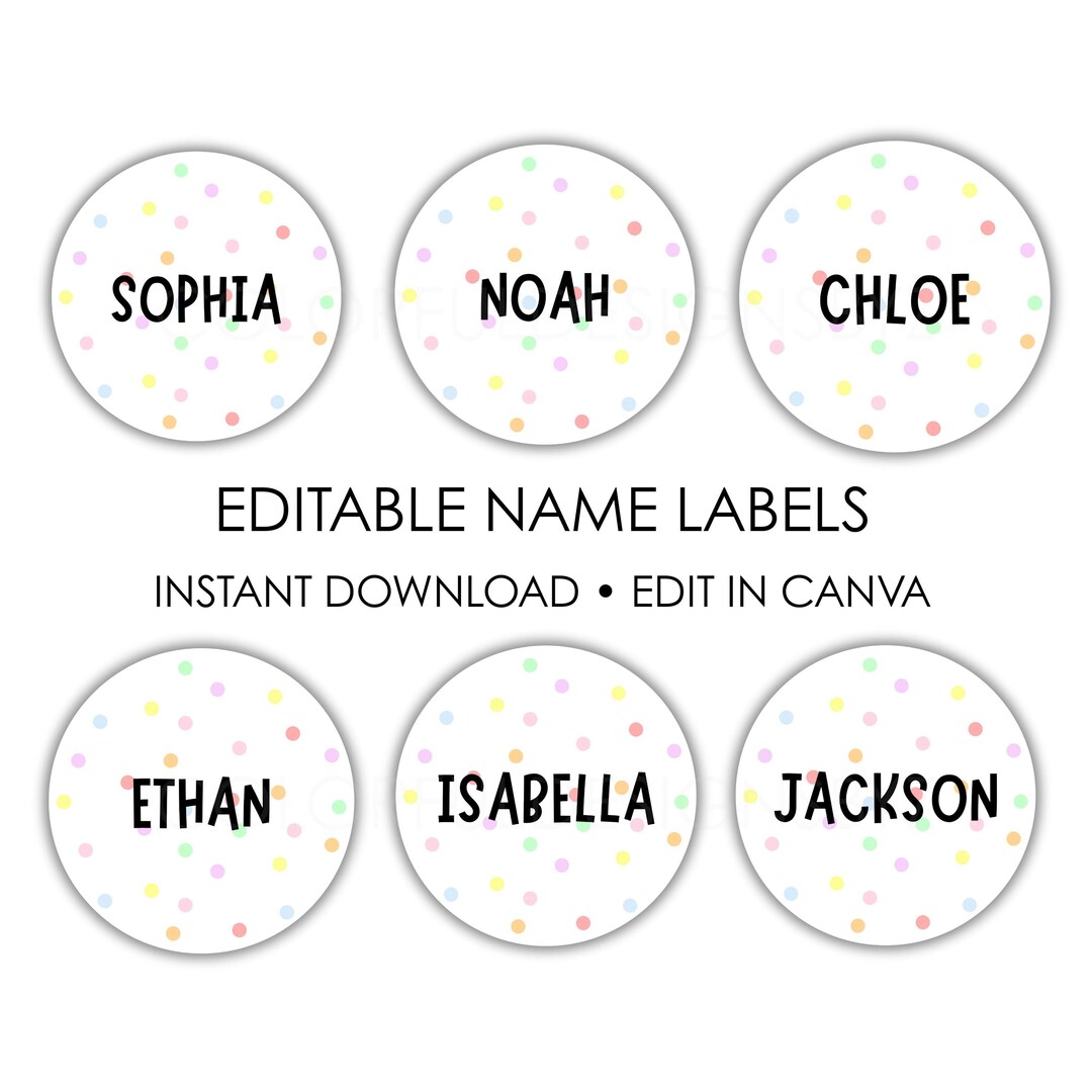Editable 3 Inch Round Name Labels for Classroom Cubbies - Etsy