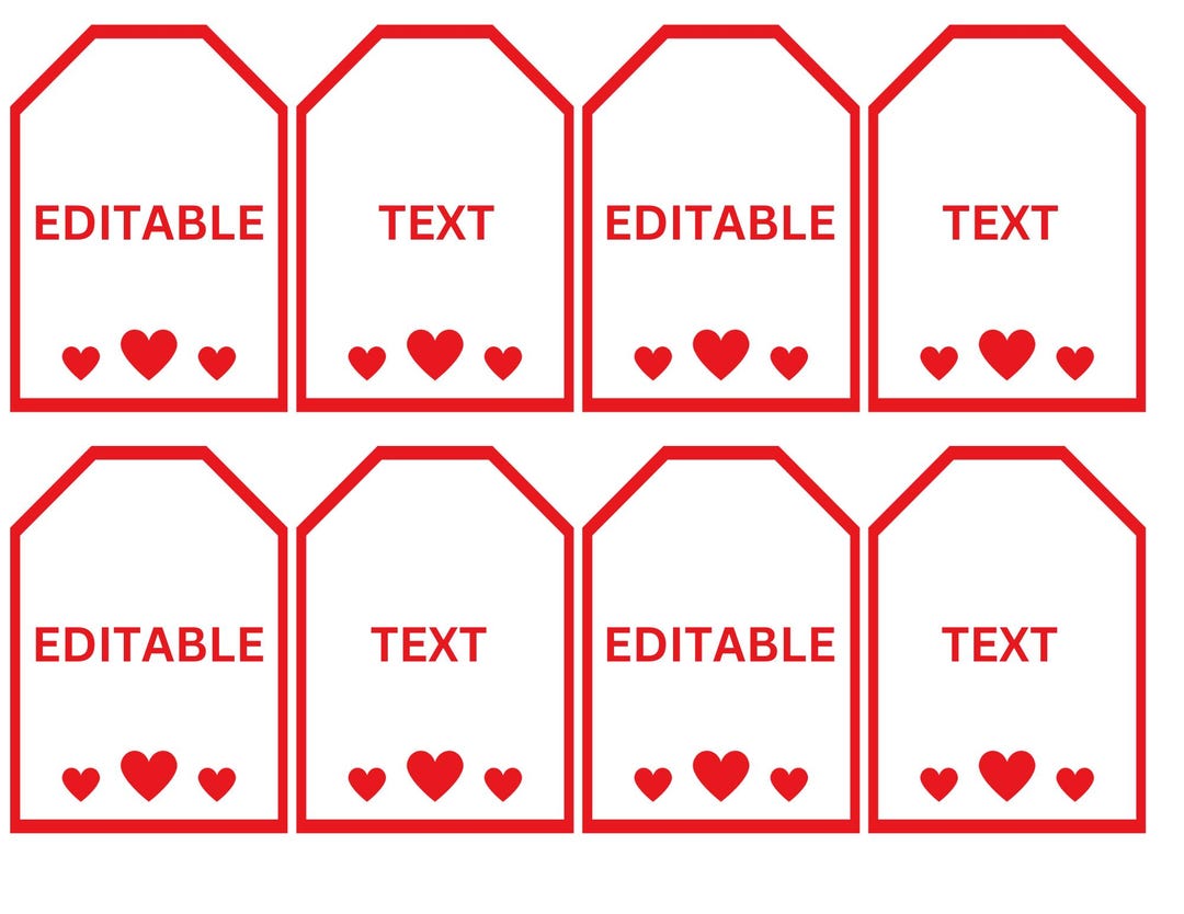 Editable Printable Gift Tags Multi-color Heart Design Perfect for ...