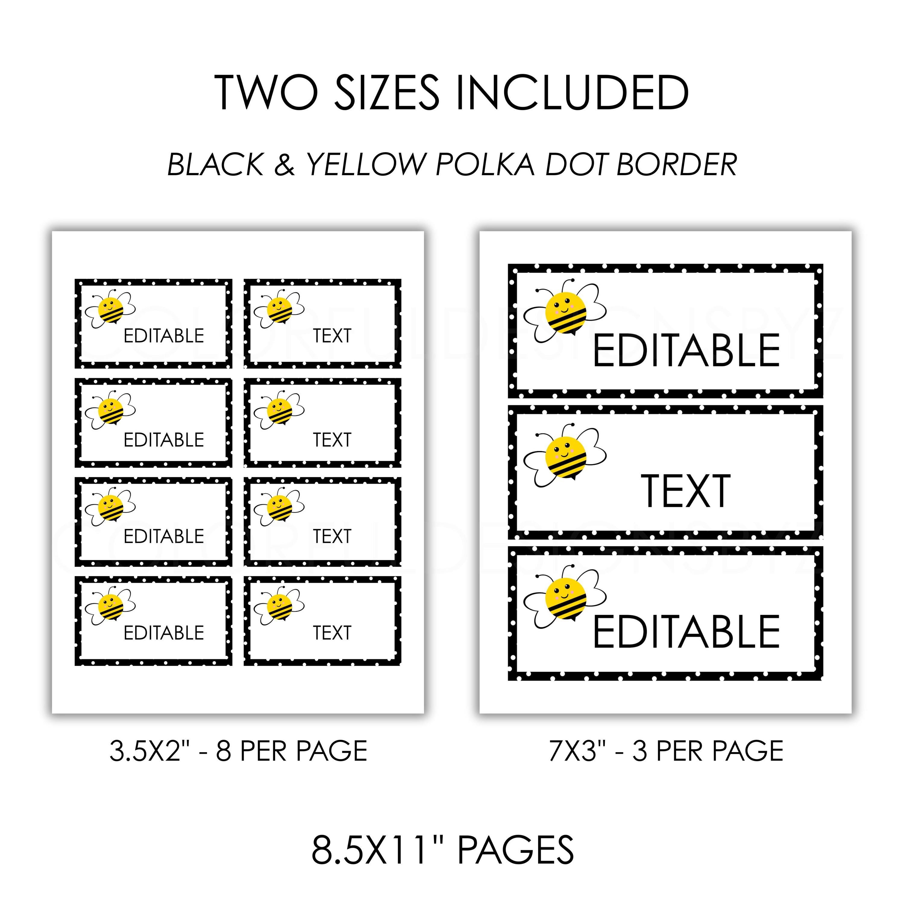 Editable Bee Classroom Labels | 7x3 & 3.5x2 Bin Labels - Etsy