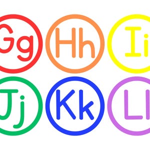 Printable Rainbow Theme CIRCLE Alphabet Cards |A to Z Cards | Early ...