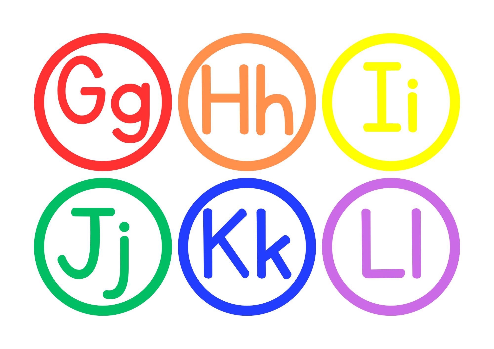 Printable Rainbow Theme CIRCLE Alphabet Cards A to Z Cards Early ...