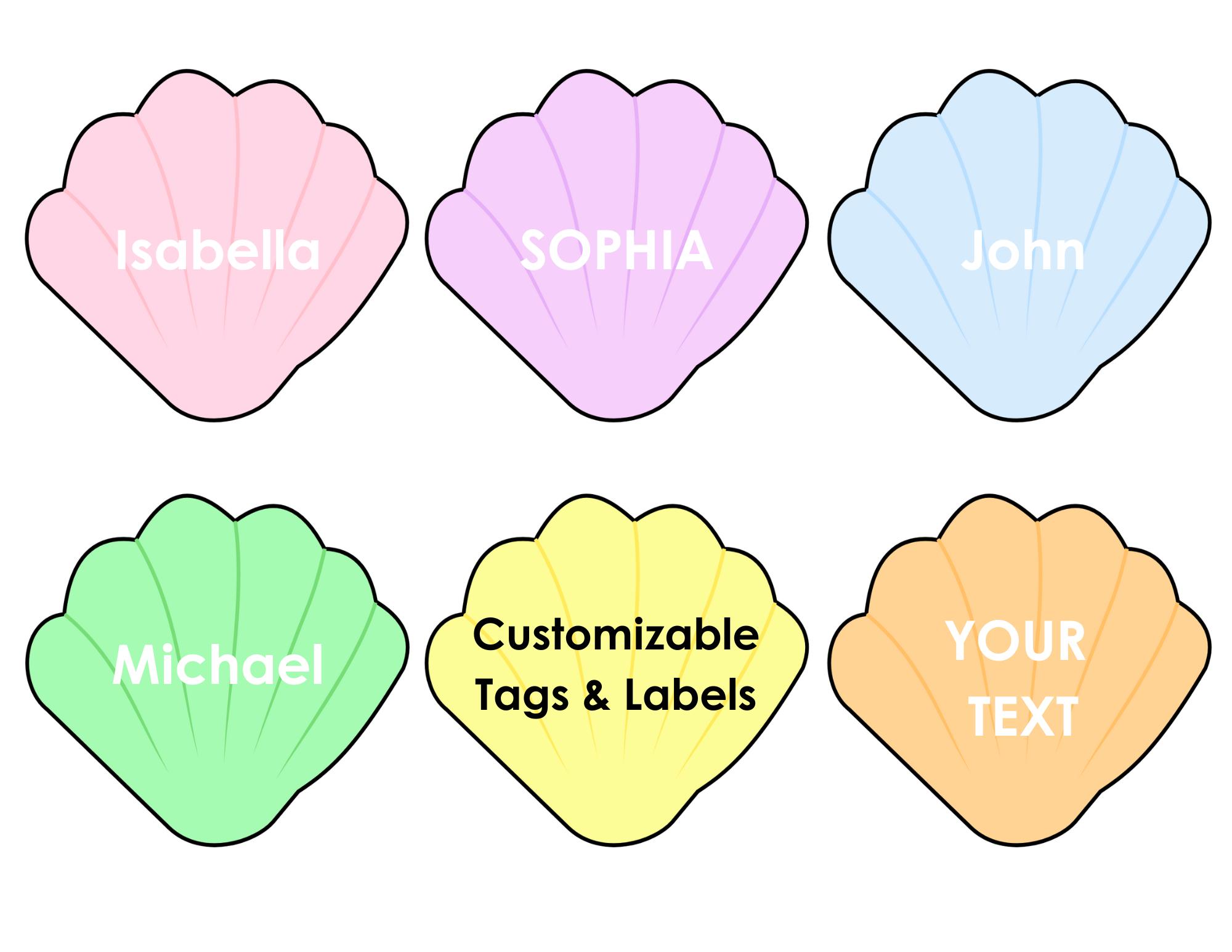 Editable Pastel Seashell Tags & Labels - Printable Templates for ...