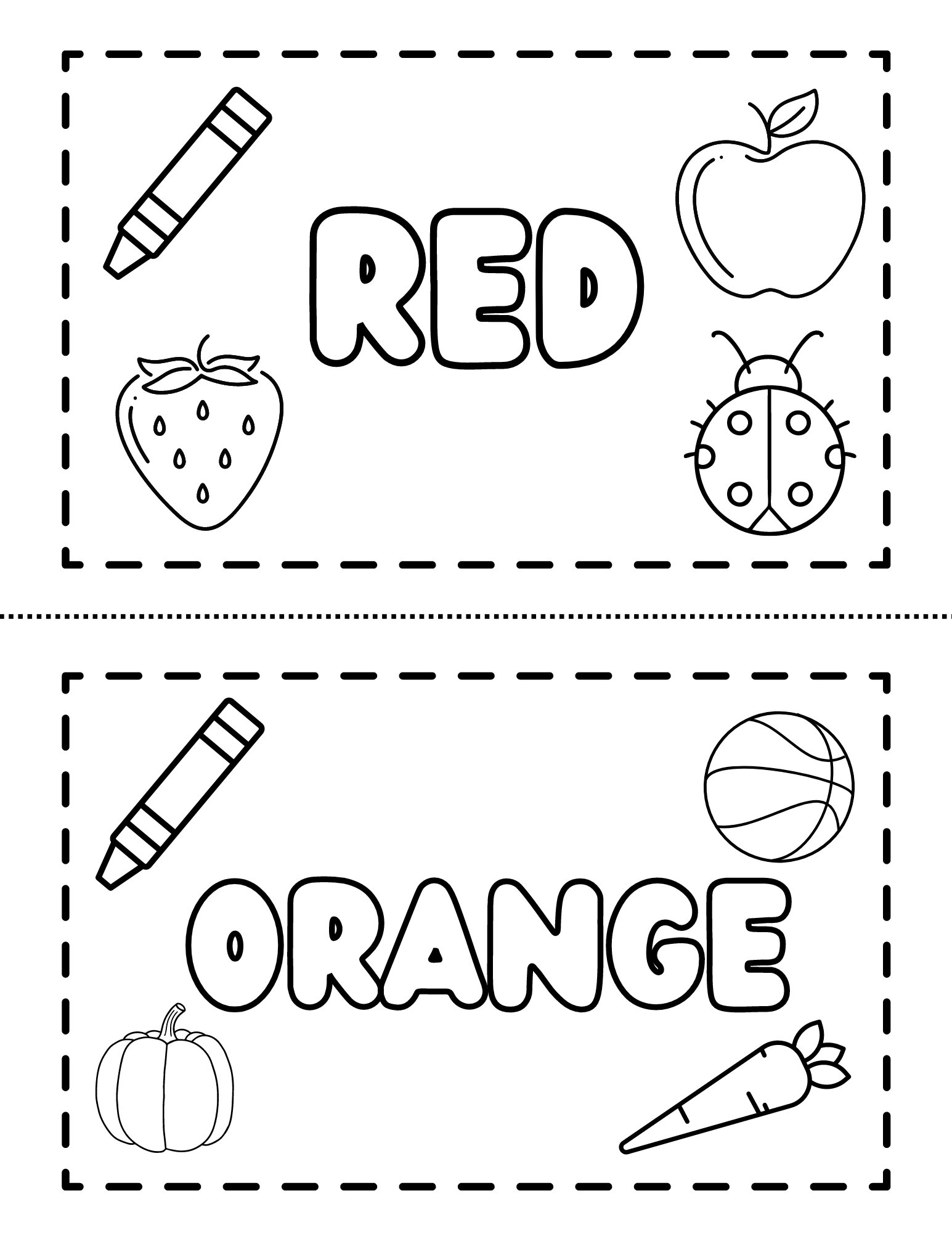 Coloring Pages Printable 11 Colors Half Sheets Learning Colors and ...