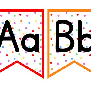 Printable Alphabet Classroom Banner - Colorful Polka Dot Theme ...
