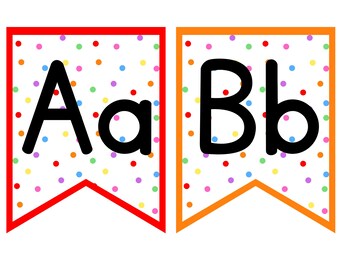 Printable Alphabet Banner | Polka Dot Theme - Etsy