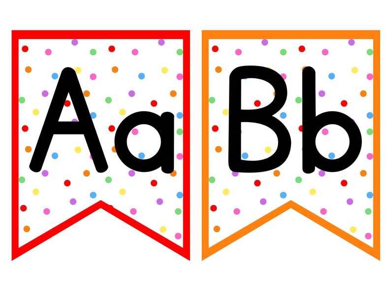 Printable Alphabet Classroom Banner - Colorful Polka Dot Theme ...