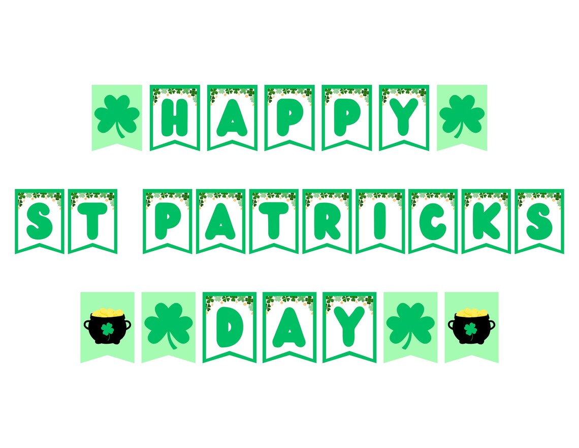 St. Patrick’s Day Banner Printable | Happy St. Patrick’s Day Pennant ...