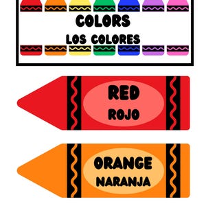 Printable Crayon Color Flashcards in English and Spanish | 11 Colors ...