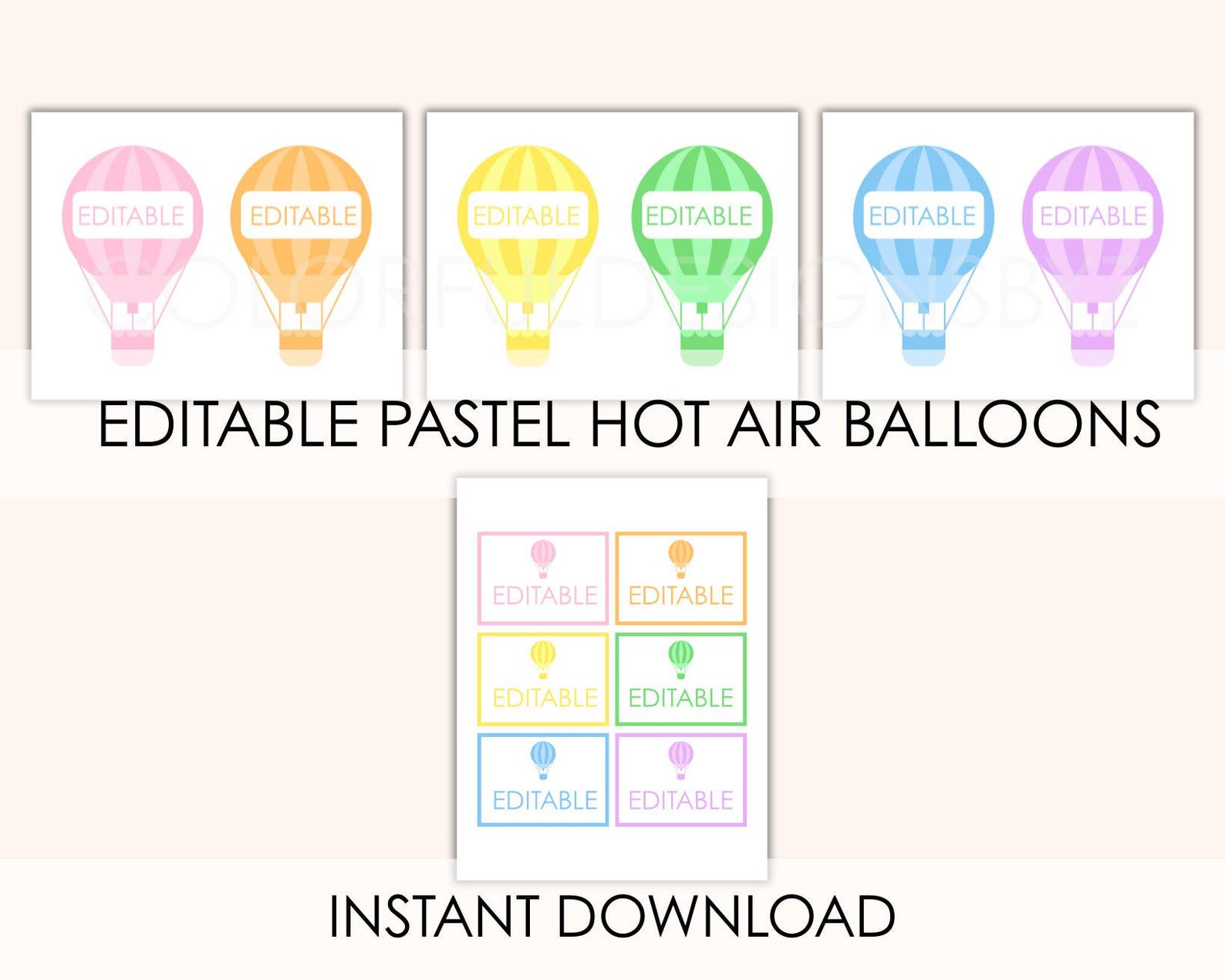 Editable Hot Air Balloon Classroom Labels – Name Tags & Rectangle ...