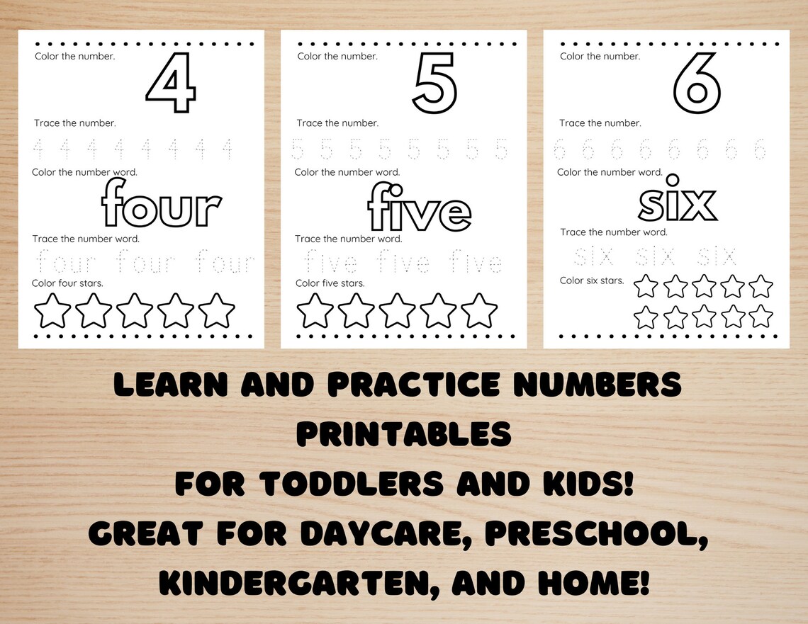 PRINTABLE Numbers 1-10 Trace and Color Worksheets for Preschool ...