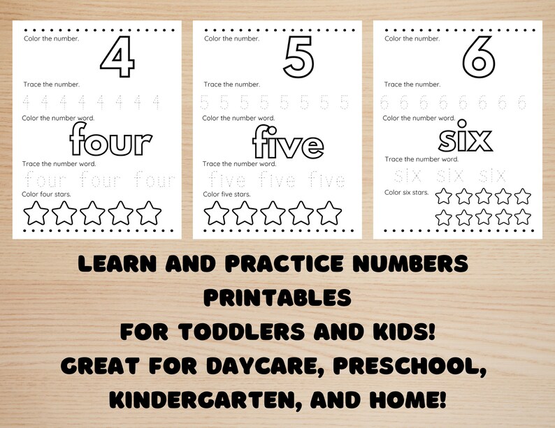 PRINTABLE Numbers 1-10 Trace and Color Worksheets for Preschool ...