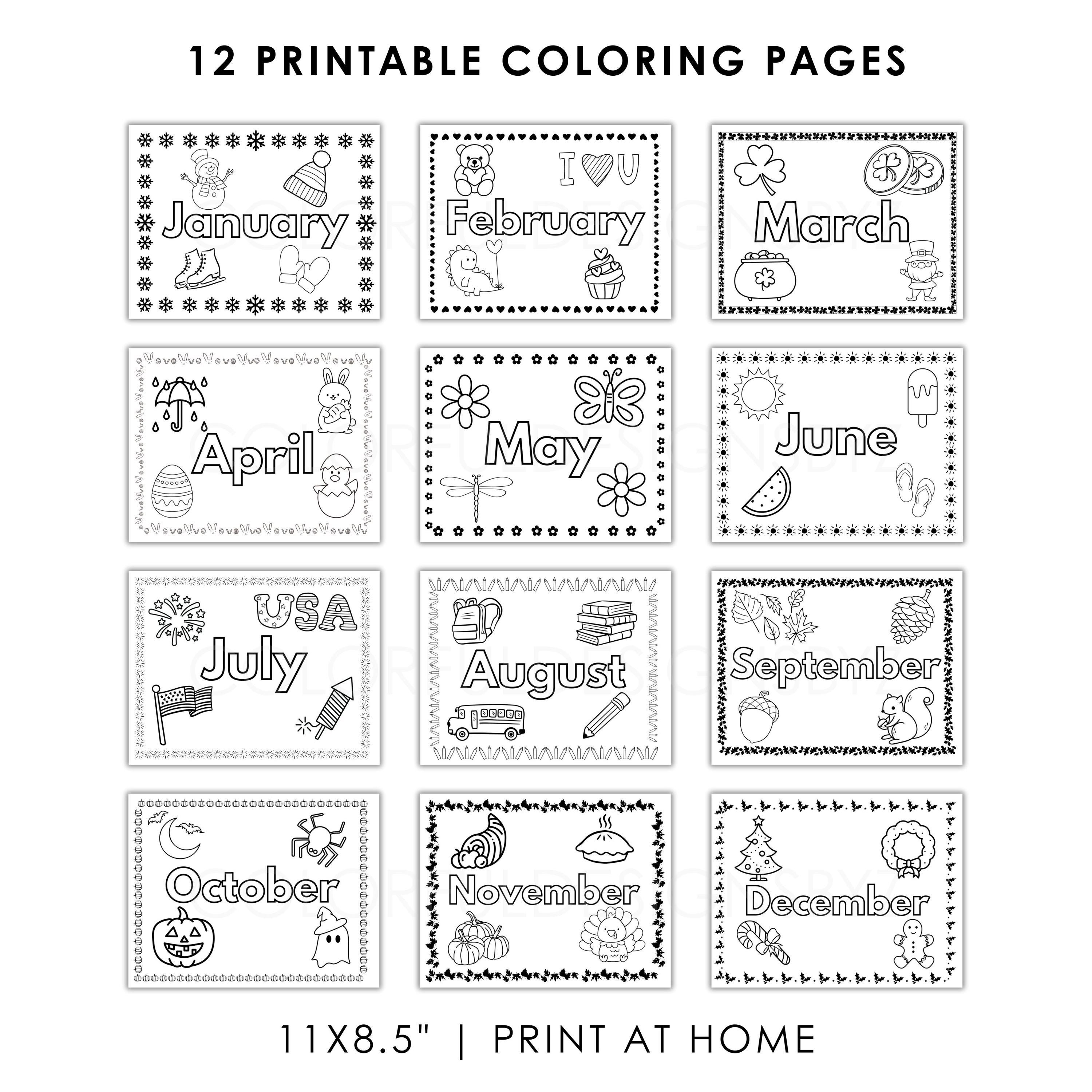 Printable Months Coloring Pages | Early Learning | Fun and Educational ...