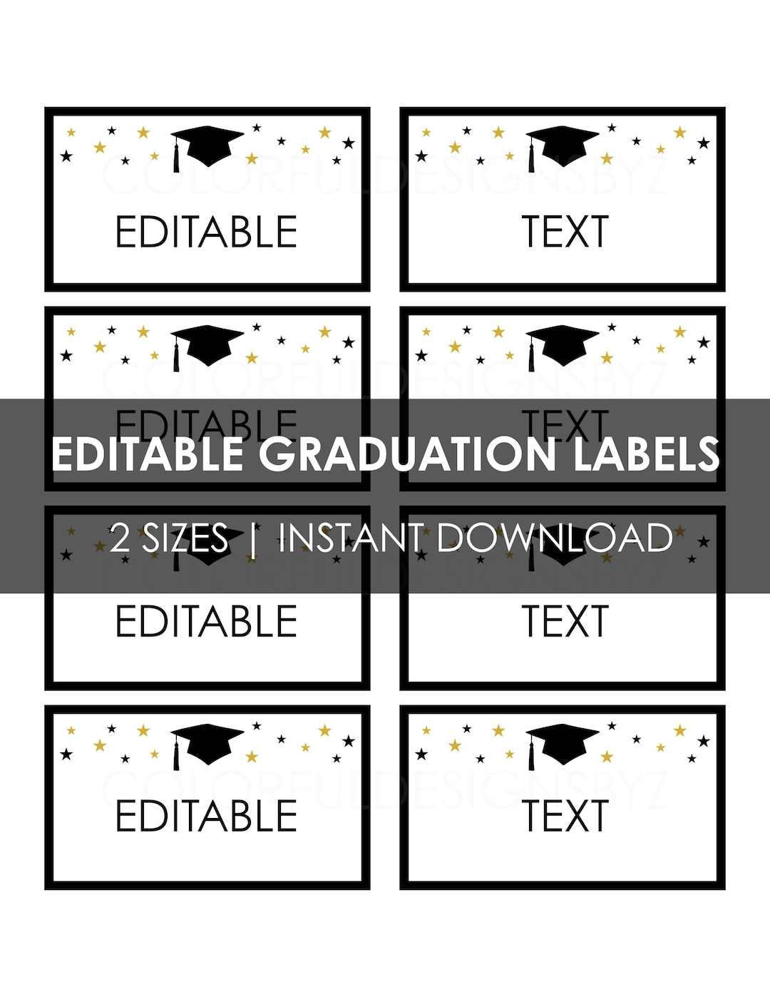 Editable Graduation Labels Template | 3.5x2 + 7x3 | Powerpoint + PDF ...