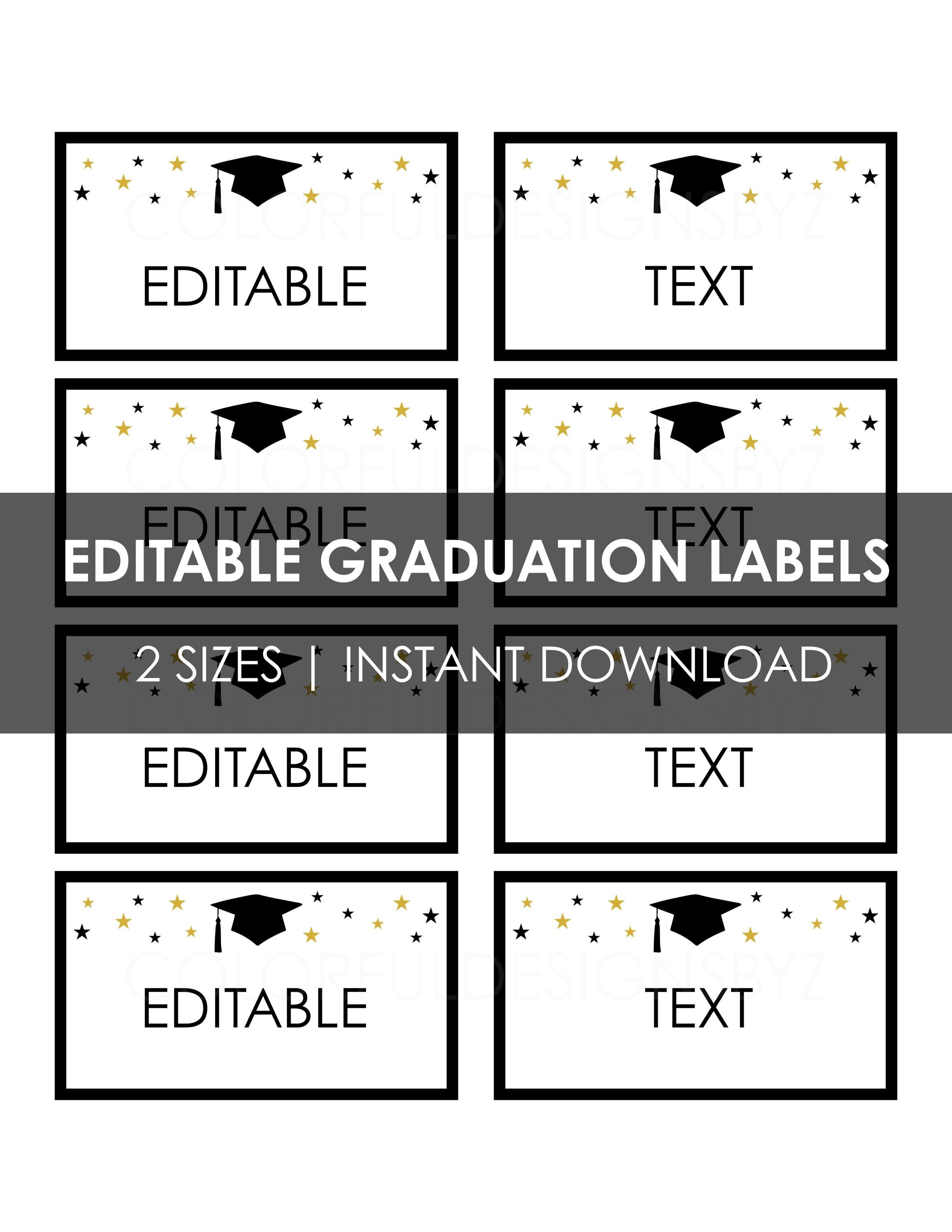 Editable Graduation Labels Template | 3.5x2 + 7x3 | Powerpoint + PDF ...