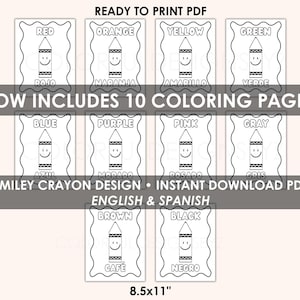 Printable Crayon Color Flashcards in English and Spanish | 11 Colors ...