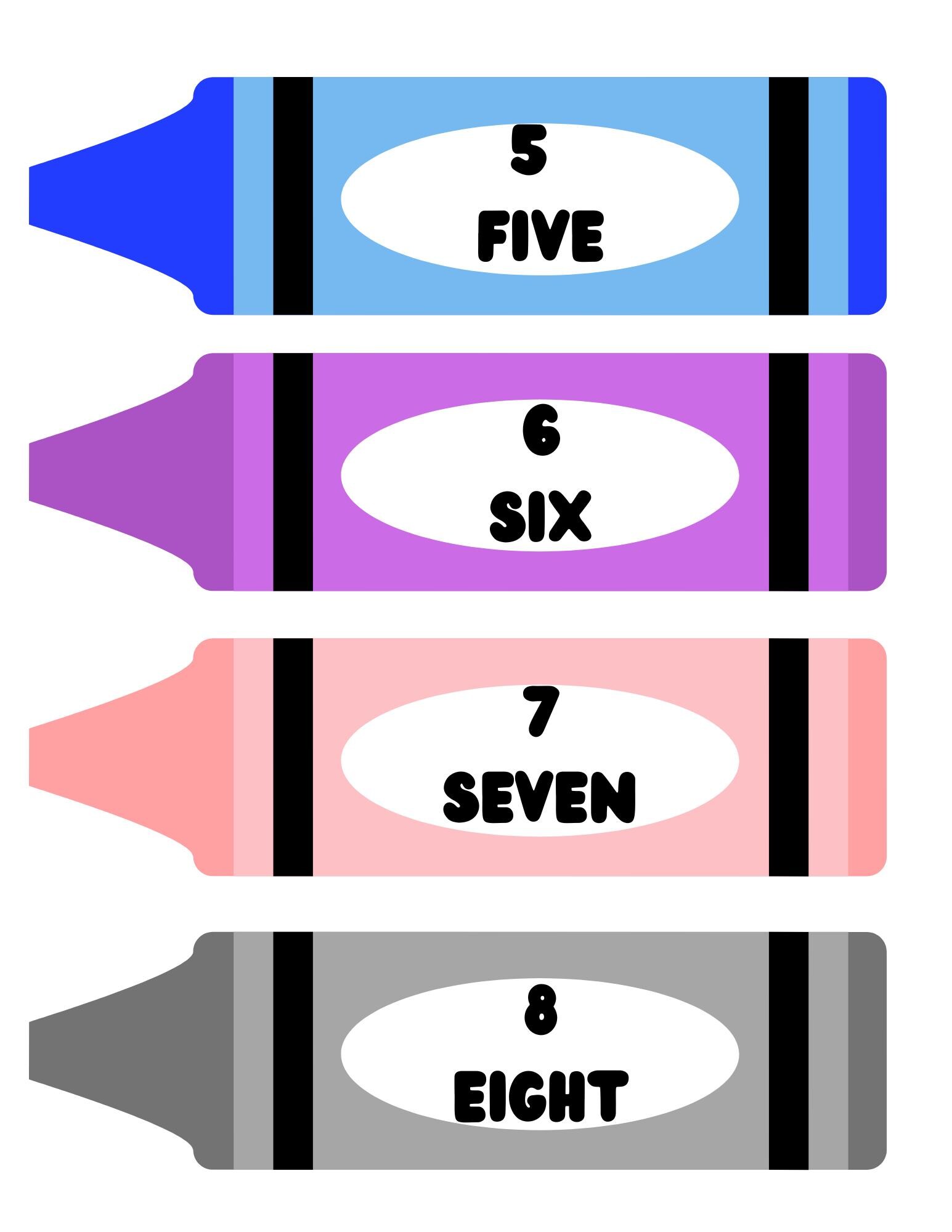 Printable Crayon Numbers 1-10 | Numbers and Number Words Classroom ...