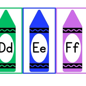 Crayon-themed Printable ABC Flashcards Colorful Alphabet Cards for ...