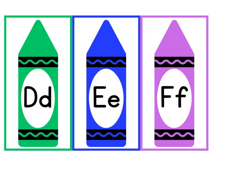 Crayon-themed Printable ABC Flashcards Colorful Alphabet Cards for ...