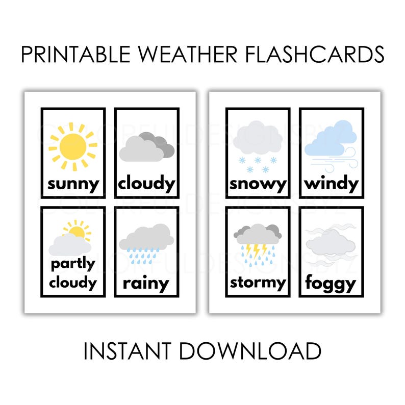 Weather Flashcards Printable | Preschool & Kindergarten Learning ...