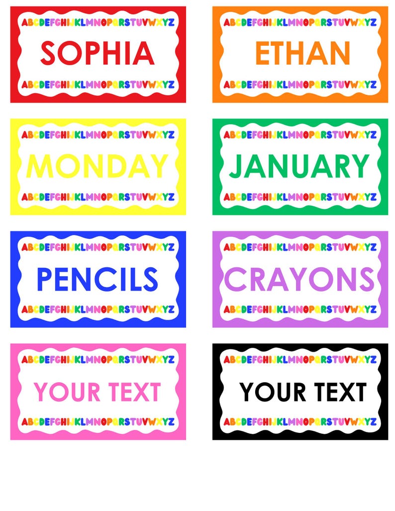 Alphabet Labels | Printable Name Tags & Classroom Labels | Colorful ...