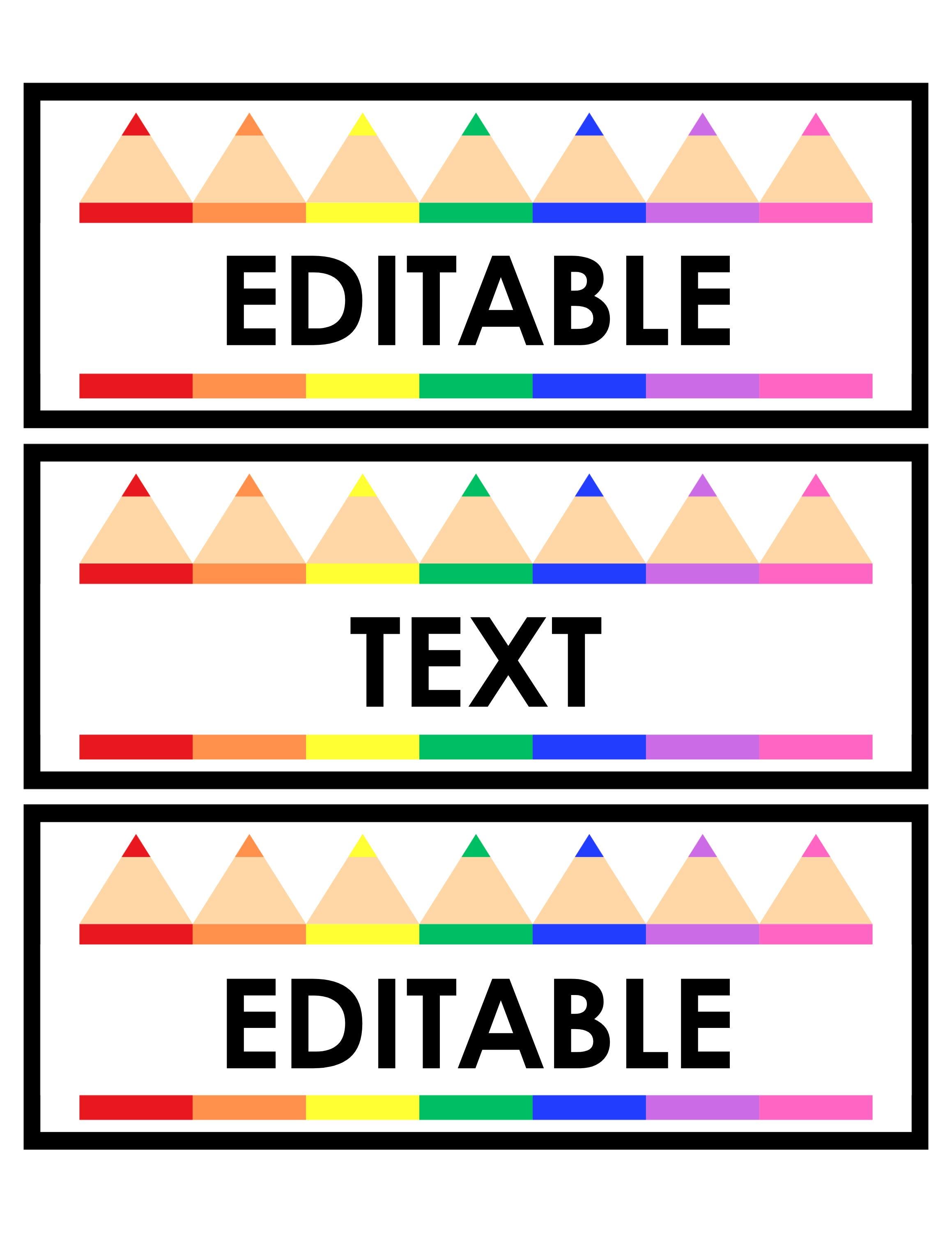 Editable Colored Pencil Classroom Labels | Printable Teacher ...